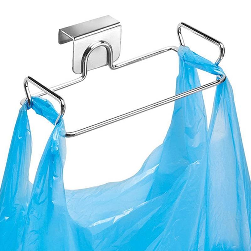 Trash Rack Cabinet Door Garbage Bags Holder Stainless Steel Closet Gar